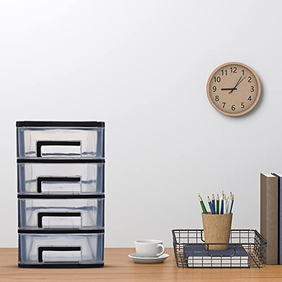 FOMIYES Storage Drawers 4 Layer Drawer Storage Tower Clear Drawers Closet Storage Box Storage Shelf Storage Rack for Office Bedroom Living Room Desk Organizer