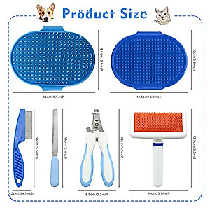 Rabbit Grooming Kit with Slicker Rabbit Brush Bath Massage Glove Brush Pet Shedding Comb Nail Clipper Trimmer 6 Piece Set for Bunny Kitten Guinea Pig Cat Chinchilla Ferret Small Animals