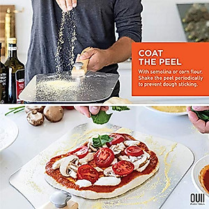 OUII Aluminum Pizza Peel Metal - 12 x 14 Inch. Pizza Spatula for Oven with Foldable Wood Handle. Pizza Oven Accessories and Pizza Tools. Pizza Turning Peel, Bread Peel, Pastry, Dough, Cake Spatula
