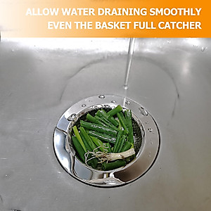 Huntonry 2PCS Kitchen Sink Drain Strainer/Catcher/Basket/Cover/Filter/Trap/Screen, Large Wide Rim 4.5" Diameter, Stainless Steel, Dishwasher Safe