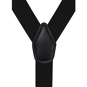 Moulen Men's Y-Back 1.4 Inches Wide Button End Elastic Adjustable Suspenders, Black