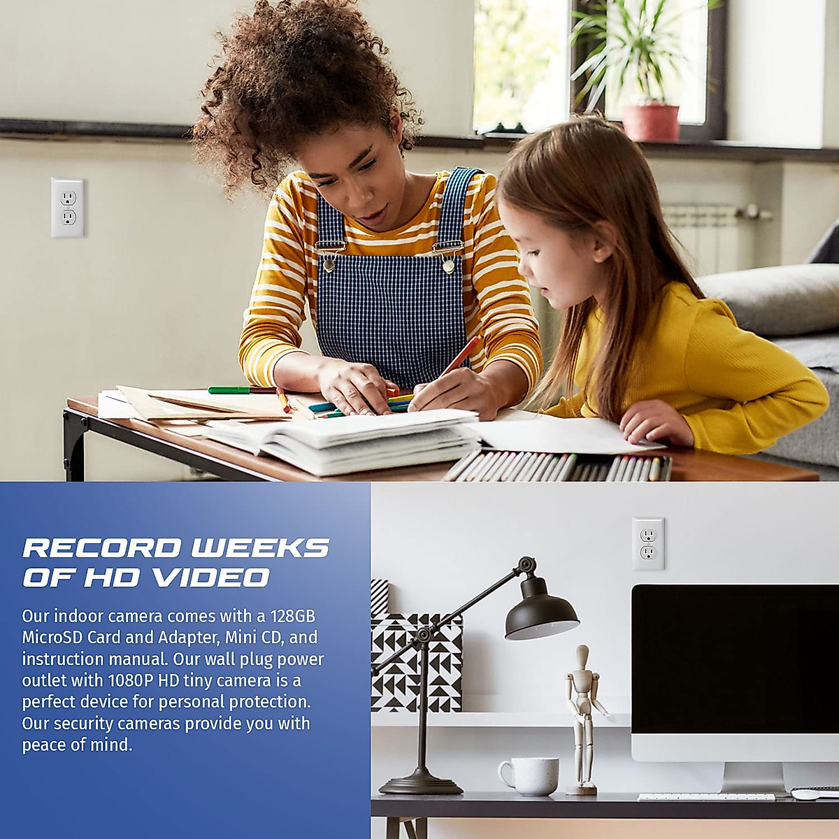 Minigadgets BB4KWiFiReceptacle Hidden 4K Camera Receptacle for Home or Office Security