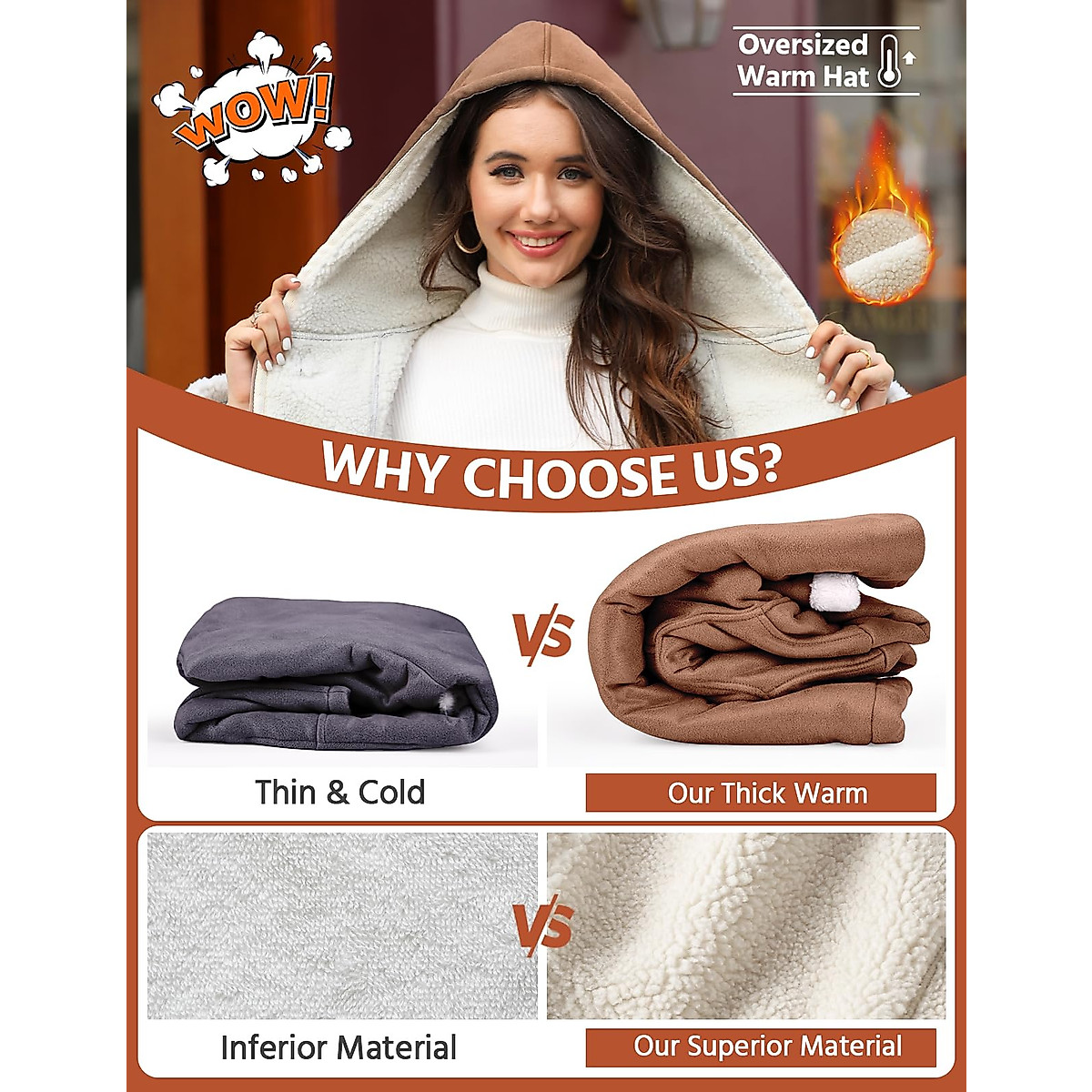 HEEKPEK Women Hoodies Fleece Jackets Soft Fuzzy Long Hoodie Sweatshirt Casual Sherpa Hoodies Horn Button Coats Winter