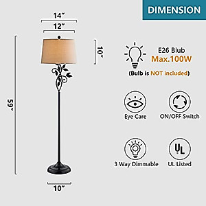 Maxax Traditional Floor Lamp, Reading Standing Lamp for Living Room Bedroom - 59 Inch