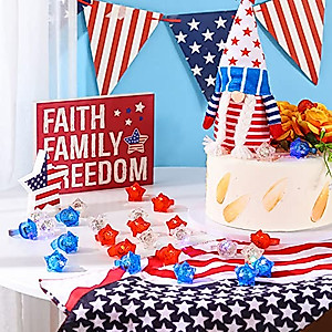 Nosiny 30 Pack Plastic Light Up Rings Glow Rings LED Light Up Star Rings Bulk Red White Blue Flashing Jelly Glow In The Dark Rings Finger Toys for Memorial Day Parties, Raves, Concert Shows, Gifts