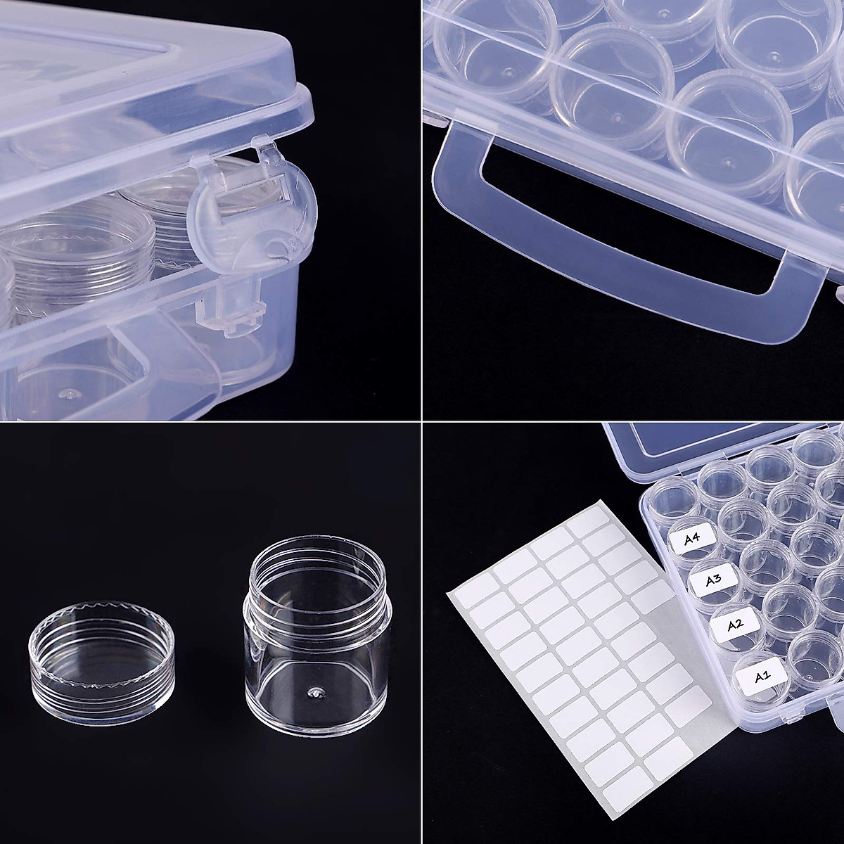 SGHUO 4pack 60PCS 5D Embroidery Diamond Painting Box Storage Containers