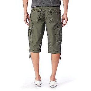 Unionbay Men's Cordova Belted Messenger Cargo Short - Reg and Big and Tall Sizes, military, 36