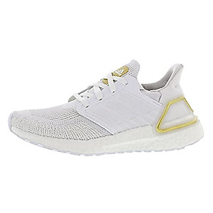 adidas Women's Ultraboost 20 Athletic Running Shoes, White/White/Gold Metallic, 8.5