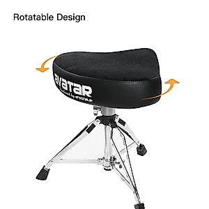 HXW Heavy Duty Drum Throne Seat for Adults, Height Adjustable and Rotatable, Cozy Motorcycle Style Stool Chair with Double Braced Anti-Slip Feet