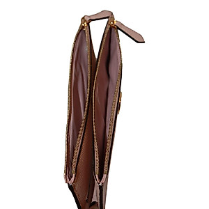 FENDI F is Light Rose Calf Leather Double Zip Long Wallet 8M0405