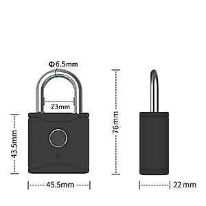 Fingerprint Padlock, Bluetooth Lock, Mobile APP, Smart Padlock , Water Resistant, USB Rechargeable,Suitable for Gym ,Outdoor,Warehouse, Sports,Suitcase, Bike, School, Fence and Storage
