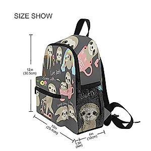 Cute Baby Sloth Backpacks for Kids Girls Sloths Flowers Preschool Toddler Bookbag Backpack with Chest Strap Mini Adorable Animals Kindergarten School Bags