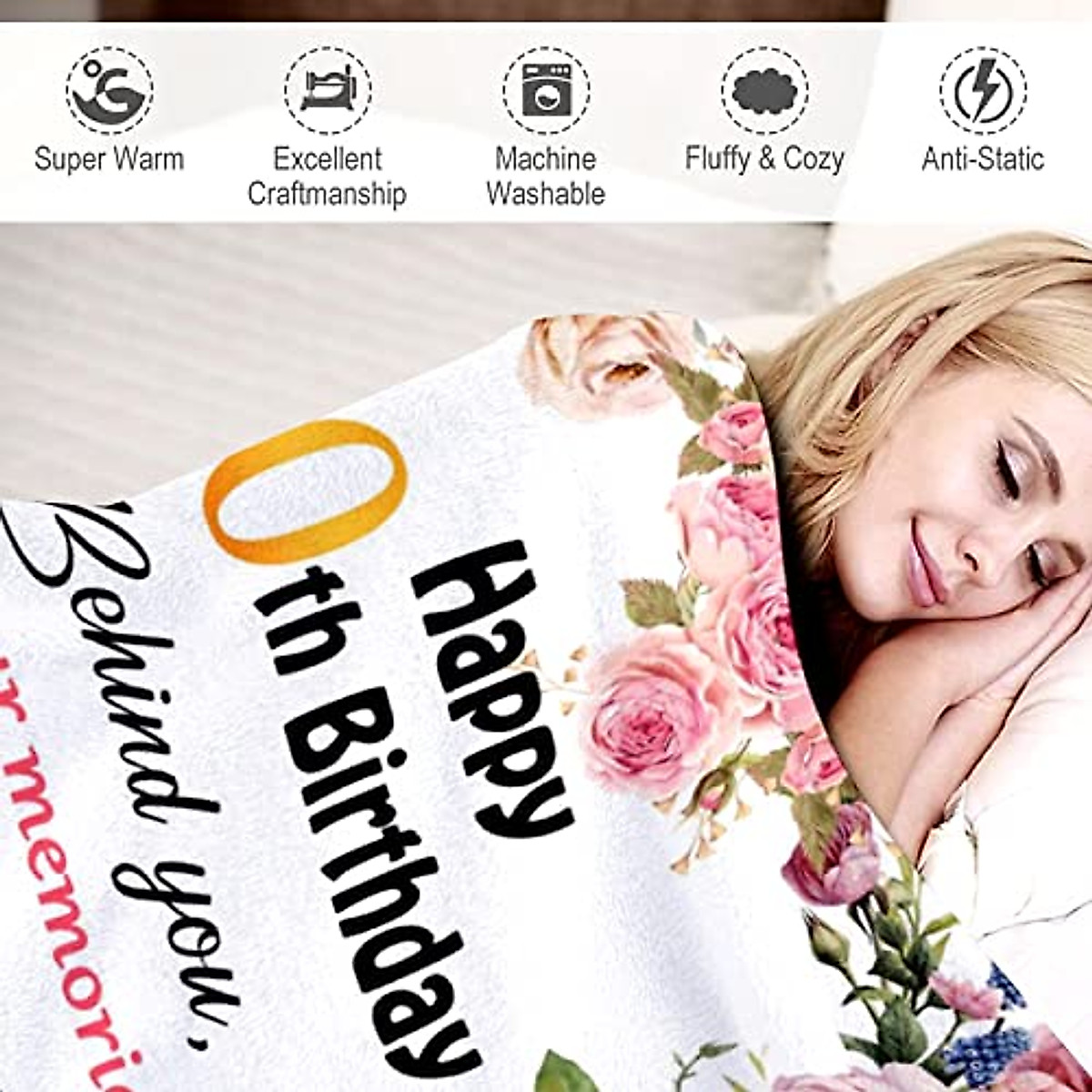 Eliber Happy 60th Birthday Gifts for Women Blanket 60th Birthday Decorations Throw Blanket Birthday Gift Ideas for 60 Year Old 60"X50"