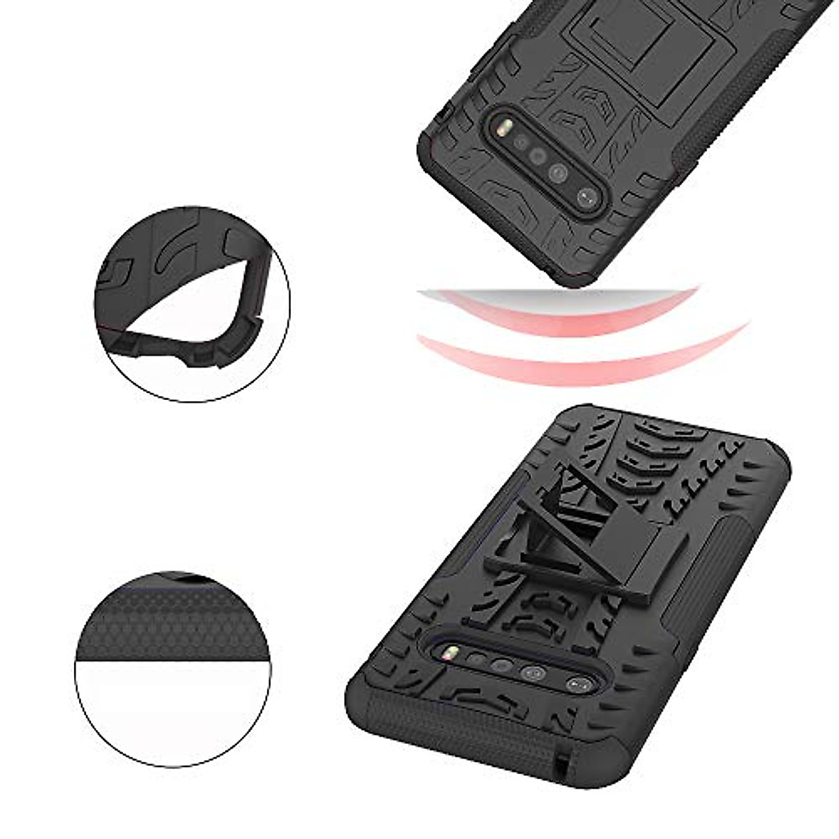 Asuwish Phone Case for LG V60 ThinQ V60ThinQ 5G G9 Thin Q with Tempered Glass Screen Protector and Slim Stand Hybrid Heavy Duty Rugged Protective Cell Cover LGV60 V 60 60ThinQ 60V Women Men Black