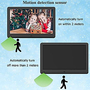 Digital Picture Frame 12 Inch with FHD 1920x1080, Support 1080P Video/Music/Slide Show/Motion Sensor/Continue Playback/Adjustable Brightness/Auto Rotate/Calendar, Black