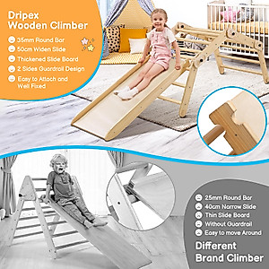 Dripex Pikler Triangle Set, X-Large Climbing Triangle with Reversible Ramp and More Than 20 Playing Modes, Premium Early Learning Montessori Climbing Toys for Toddler Kids