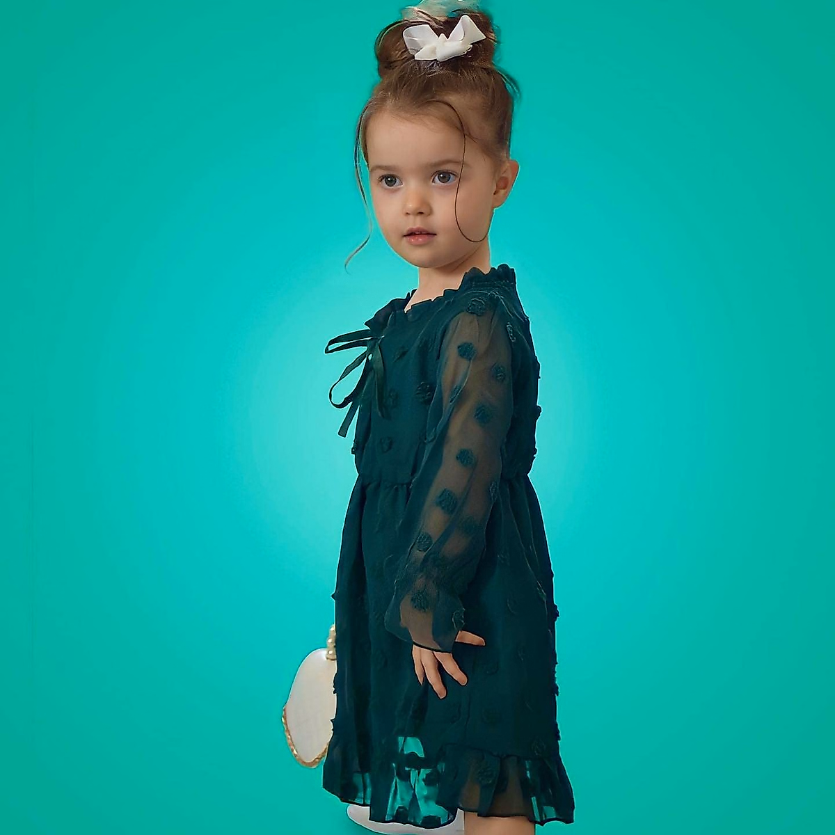 Maacie Girls Fall Casual Dress Christmas Dress Holiday Dress Babydoll Dress Green 18M