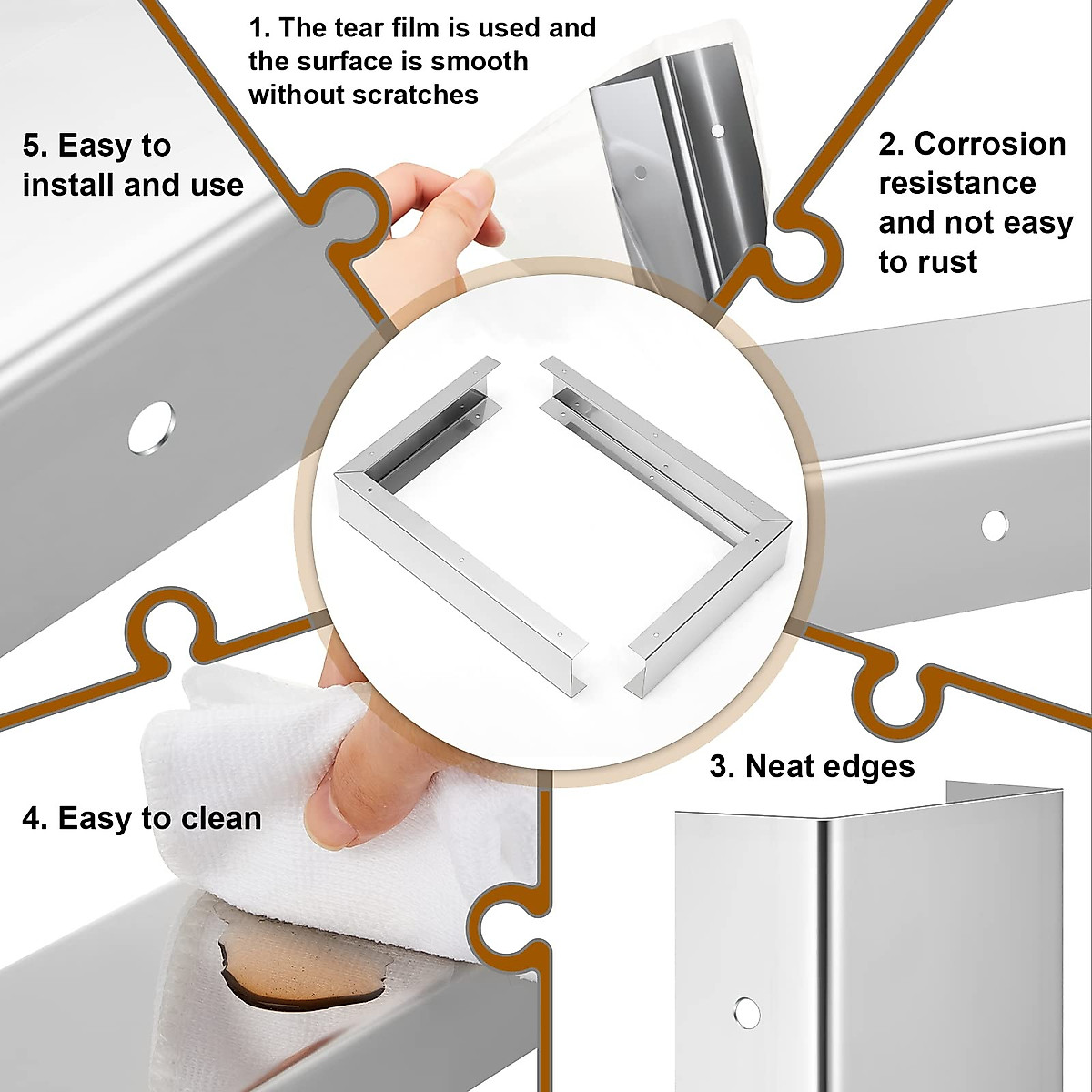2 Pieces Stainless Steel Microwave Trim Kit Microwave Side Panel Kit for Kitchen Countertop Oven with Screws