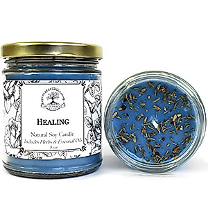 Healing 8 oz Soy Candle for Grief, Sadness & Emotional Turmoil Herbal