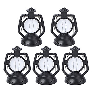 TOYANDONA 5pcs Miniature Dollhouse Lantern Ornament Mini Vintage Oil Lamp Model Holiday Lamp for Fairy Garden Party Decoration Black
