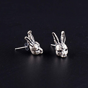 Carol&Allen 925 Sterling Silver Stud Earrings Punk Retro Novelty (Rabbit)