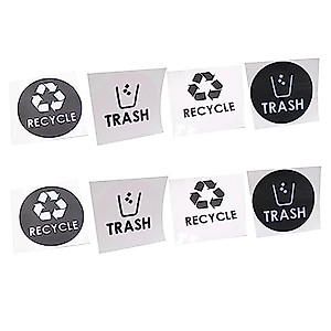 SEWACC 24 Pcs Trash Decal White Stickers Marking Paste for Garbage Can Trash Can Waste Bin Recycling Stickers for Bins Trash Can Black Recycle Trash Bin Sticker Vinyl Garbage