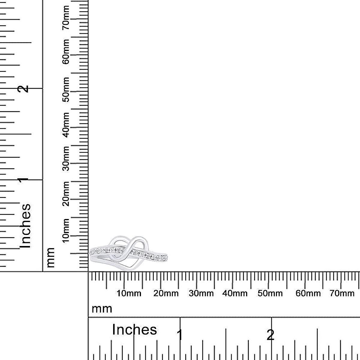 AFFY Sterling Silver Diamond Heart Ring (1/20 cttw, I-J Color, I3 Clarity)