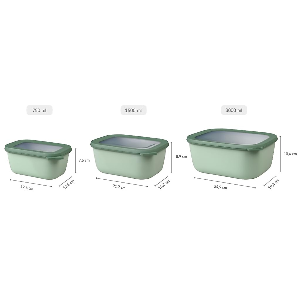 Mepal Cirqula Multi Bowl Rectangular 3000 ml Nordic Denim-Food Storage Box-Stackable-Dishwasher Safe