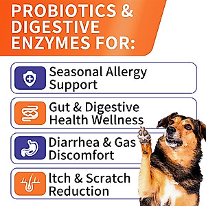 Probiotics for Dogs, Improve Yeast Balance, Itchy Skin Itchy Ears, Chicken Wrapped Sticks Pumpkin Dog Treats,14.1oz Rawhide Free