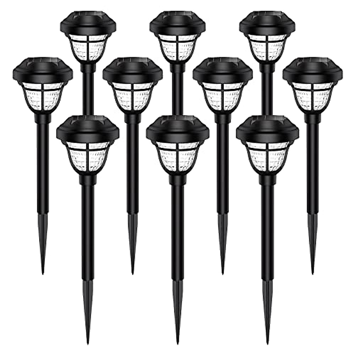 HNES Super Bright 2 in 1 Solar Lights Outdoor Waterproof, Up to 12H Dusk to Dawn Garden Lights Solar Powered Auto On/Off, 10 Pack LED Solar Pathway Lights Decorative for Yard, Landscape, Walkway