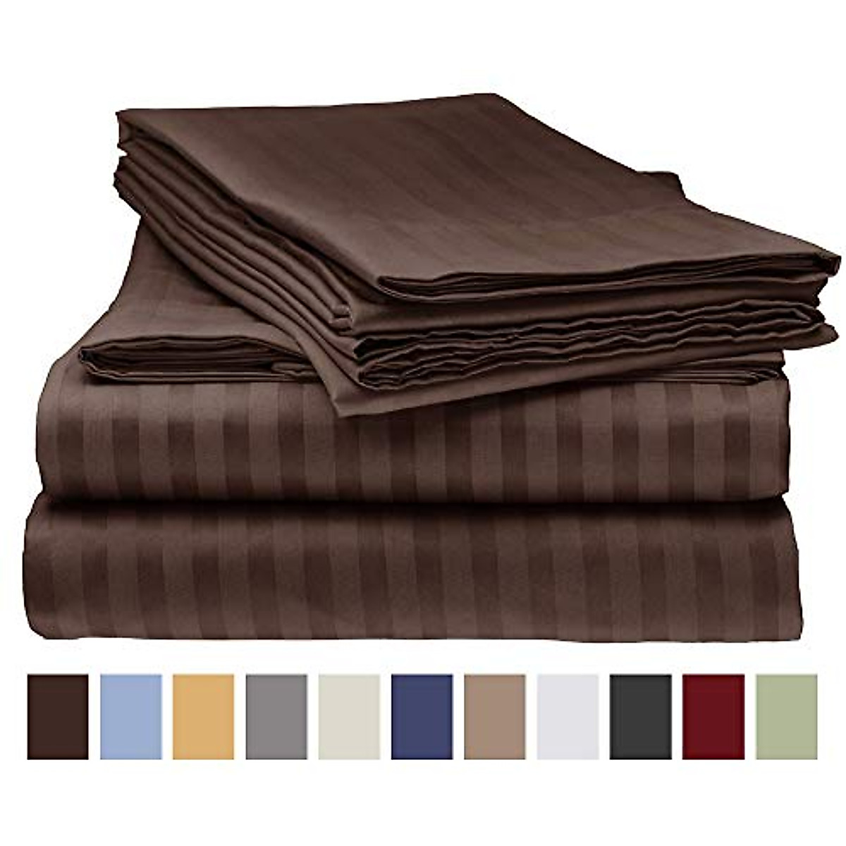 Cotton Home Depot Queen Collection Bed Sheet Set 14 Inch Deep Pocket 4-Piece Bedding Set - Wrinkle, Stain, Fade Resistant - Chocolate Brown