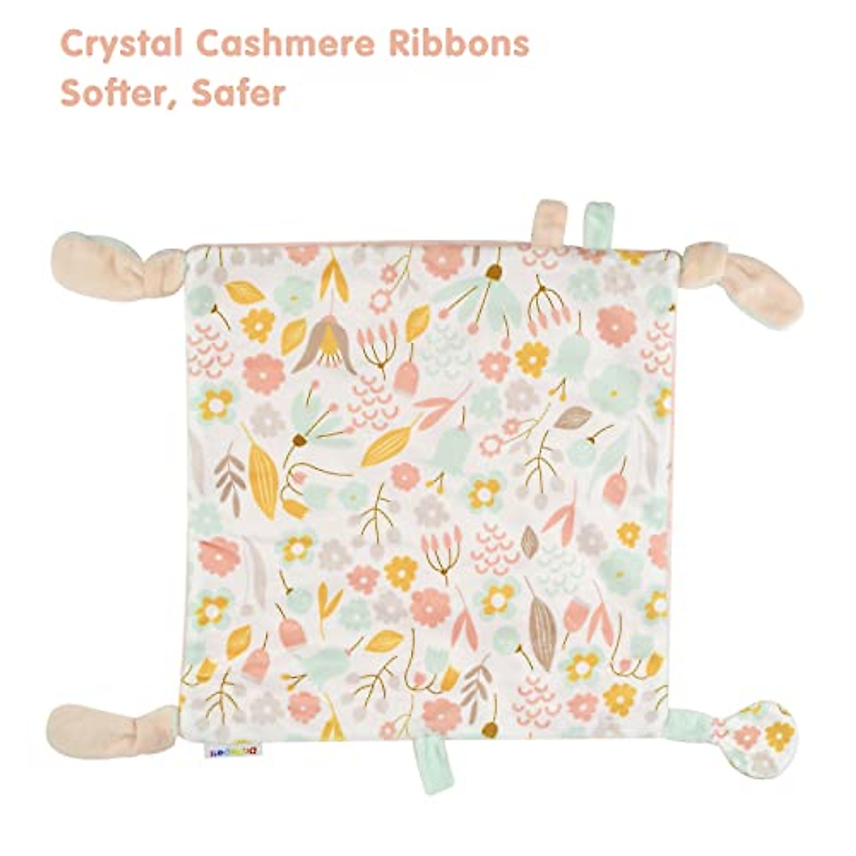 Dr.Rapeti Tag Security Blanket for Baby Infant Toddler Kid 10x10inches Washable Sensory Toy Lovey Appease Blanket (Flower)