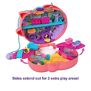 Polly Pocket Starring Shani Cuddly Cat Purse, Pet Vet Theme with 2 Micro Dolls & 18 Accessories, Pop & Swap Peg Feature, Great Gift for Ages 4 Years Old & Up, HGT16