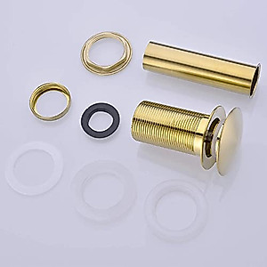 RANDOM Brushed Gold Sink Drain Without Overflow Bathroom Pop Up Drain Faucet Assembly Stopper Vessel Vanity Sink. (Brushed Gold).