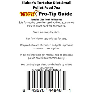 Fluker's Tortoise Diet Small Pellet Food 7oz - Includes Attached DBDPet Pro-Tip Guide