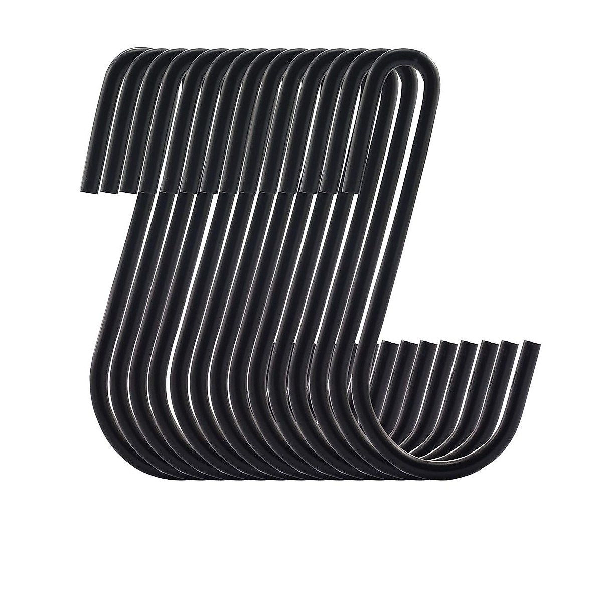 Ruiling 12-Pack Black Pot Rack S Shaped Hooks,3.5 Inch Universal S Hook Sturdy Hanging Hooks,for Kitchen Wares,Cookers,Pots,Pot Pad,Spoons Pans