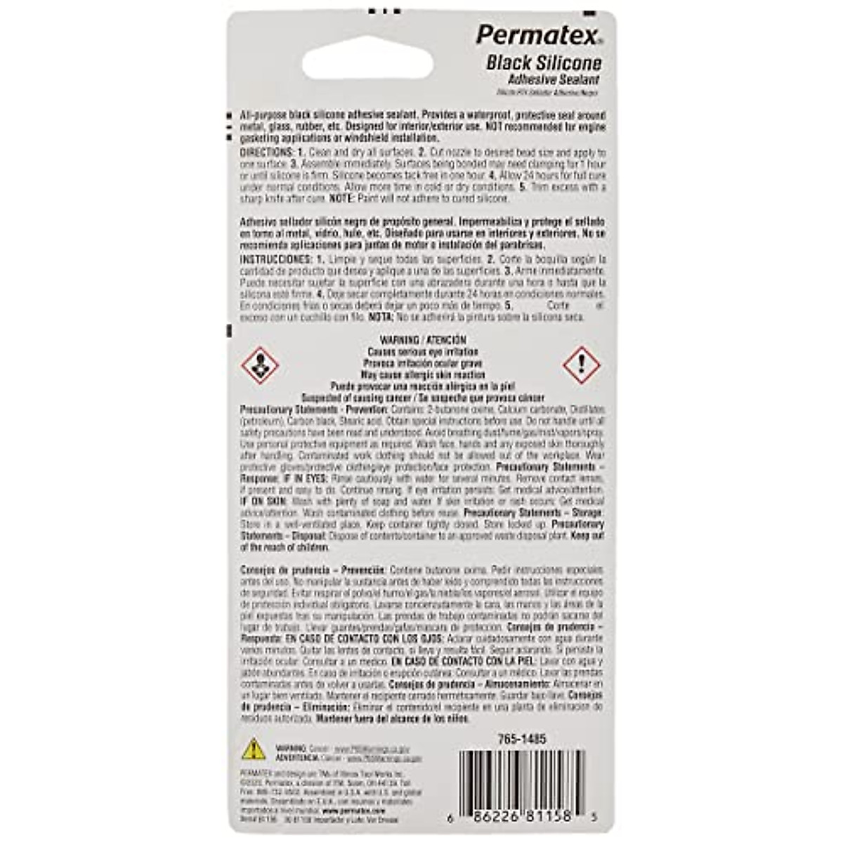 Permatex 81158-12PK Black Silicone Adhesive Sealant, 3 oz. Tube (Pack of 12)