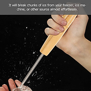 Hemoton 2pcs Stainless Steel Wooden Handle Picks for Kitchen Bars Bartender Picnics Camping Tea Accessories Ice Cube Breaking Prying Cake Brick Tea Cone