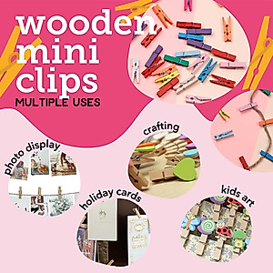 Incraftables Mini Clothes Pins for Crafts 100pcs. Colored Wooden Small Clothes Pins for Photos. Tiny Clothespins Clips for Baby Shower, Display Artwork, Hanging Clothes & Hanging Decorative (1¼ inch)