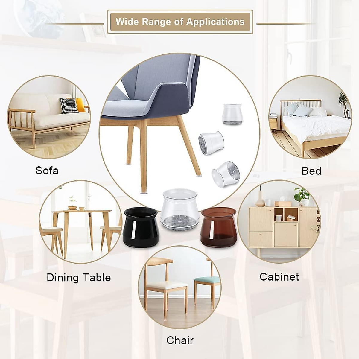 32pcs Chair Leg Floor Protectors,Bar stools Leg Protectors Caps,Dining Room Table Chair Leg Protectors for Hardwood Floors, Chair Leg Covers Silicone Felt Furniture Pads (Small fit: 0.9'' - 1.29'')