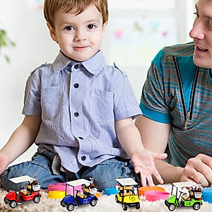 Mini Golf Cart Model Toy Metal Pull Back Action Cart 1:36 Scale Golfcart Pullback Vehicle for Boys Girls Toys Dollhouse Cake Toppers Decor, 3.9 Inch (4 Pcs)