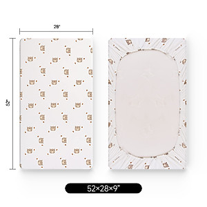 Choc chick 2 Pack Crib Sheets Bassinet Sheet Pack N Play Sheets Fitted, 100% Organic Cotton Ultra Soft, Machine Washable Stretchy Snug Breathable (Unicorn+Bear, Bassinet Sheets 32" x 16"x 3")