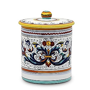 RICCO DERUTA DELUXE: Canister Medium [RI016M] - Authentic hand painted in Deruta, Italy. Original design. Shipped from the USA with Certificate of Authenticity.