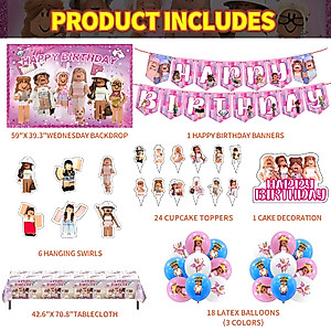 Birthday Party Supplies, Party Decorations Include Happy Birthday Banner, Backdrop, Tablecloth, Cake Toppers, Hanging Swirls, Cupcake Toppers, Latex Balloons