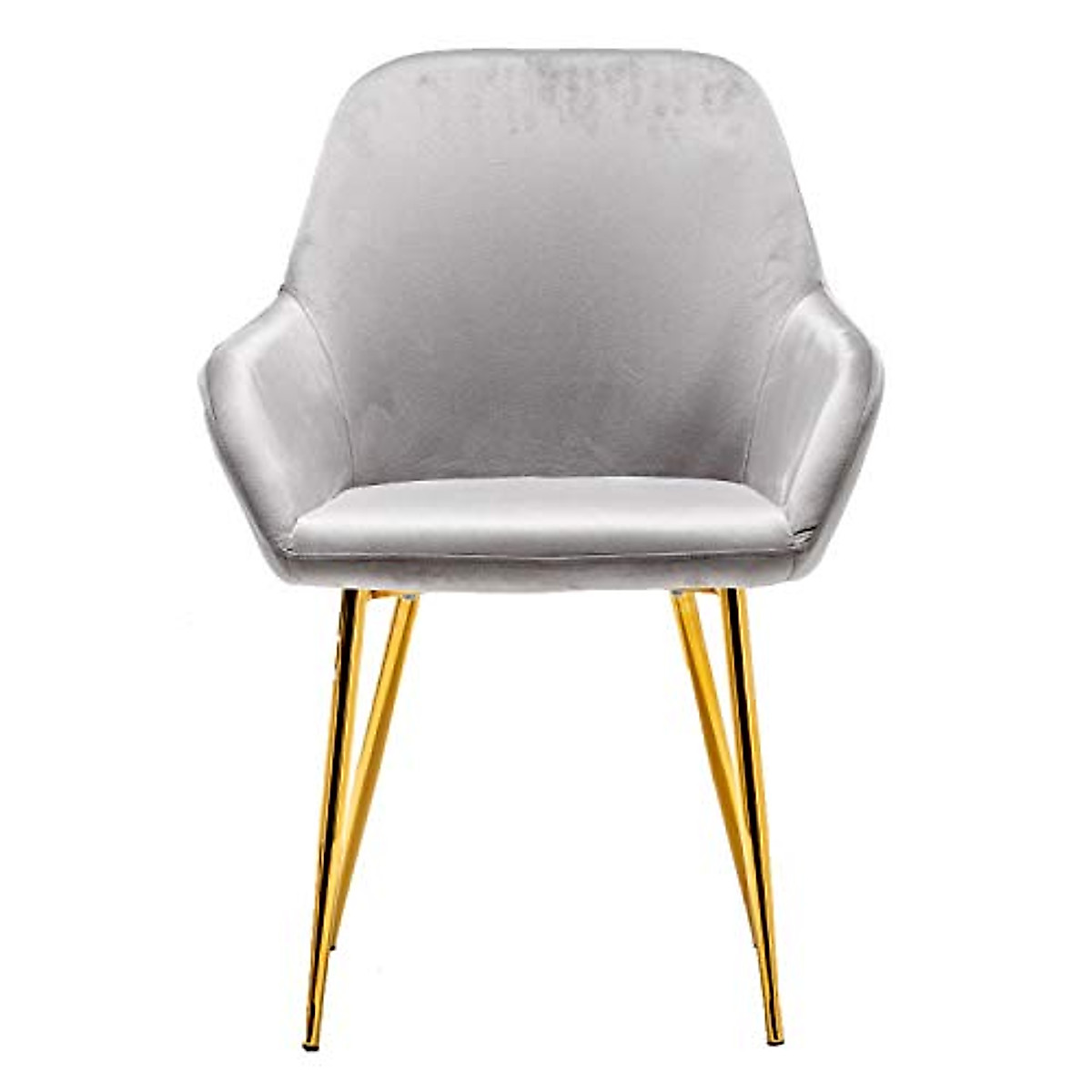 BTEXPERT Modern Golden Leg Dark Mid-Back accent chairs for living room set of two, Gray Velvet Leisure Armchair with Gold Plating Legs upholstered Dining Room Chair