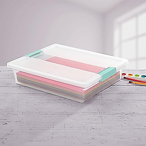 Sterilite Large Clear Plastic Stackable Storage Container Bin Box Tote with Clear Latching Lid Organizing Solution for Home & Classroom, 30 Pack