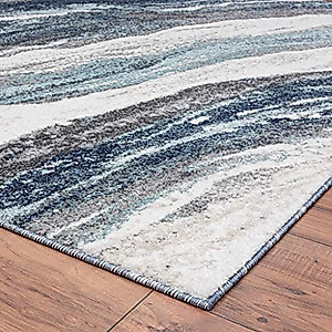 LUXE WEAVERS Lagos Collection Marble Swirl 7983 Blue 9x12 Art Deco Area Rug