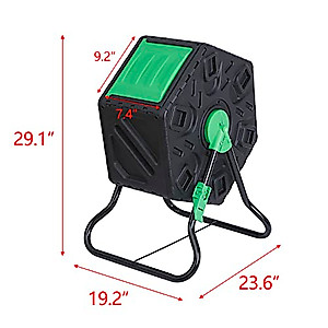 Nouva 18.5 Gallon Compost Bin Small Composter Tumbler Rotating Chamber Garden Composter Bin with Steel Frame Outdoor Kitchen Garden Yard