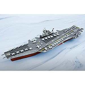 Metal Earth Fascinations Premium Series USS Midway Aircraft Carrier 3D Metal Model Kit Bundle with Tweezers