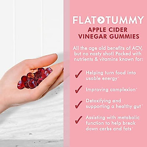 Flat Tummy Tea Apple Cider Vinegar Gummies, 60 Count – Boost Energy, Detox, Support Gut Health & Healthy Metabolism – Vegan, Non-GMO - Made with Apples, Beetroot, Vitamins B6 & B12, Superfoods